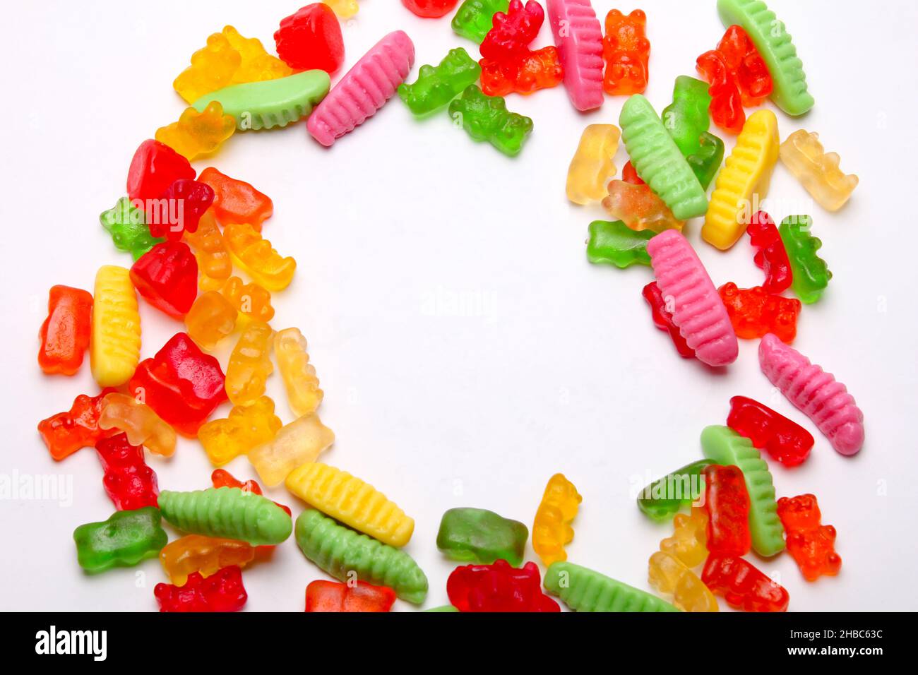 chewable candies on a white background, sweets and jelly, fruits and ...