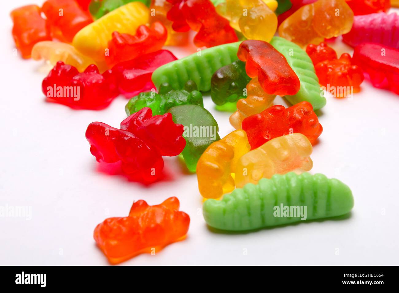 chewable candies on a white background, sweets and jelly, fruits and ...