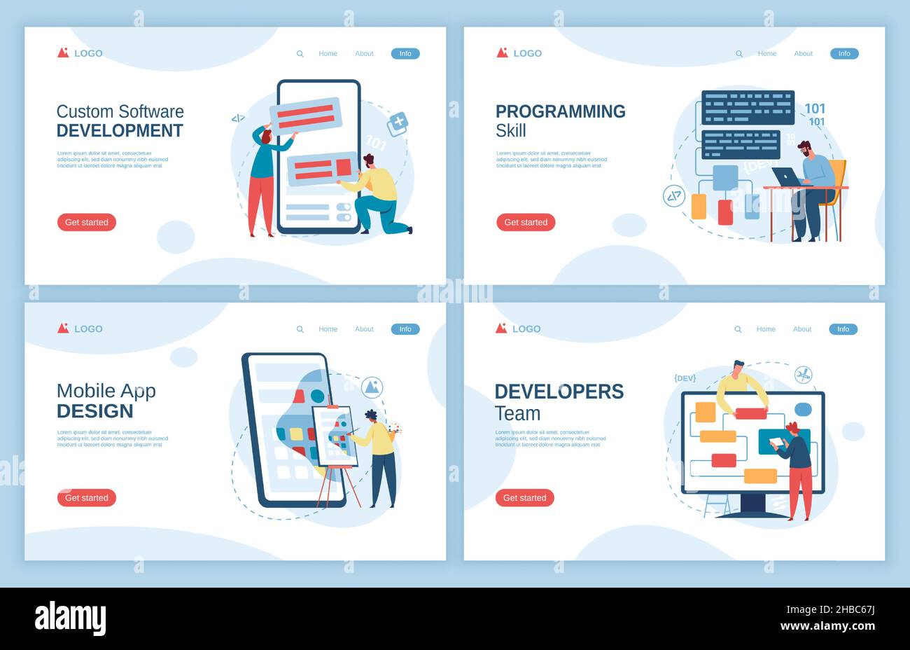 Mobile App Design Software Development Landing Page Template Programming Skills Ui Ux Design