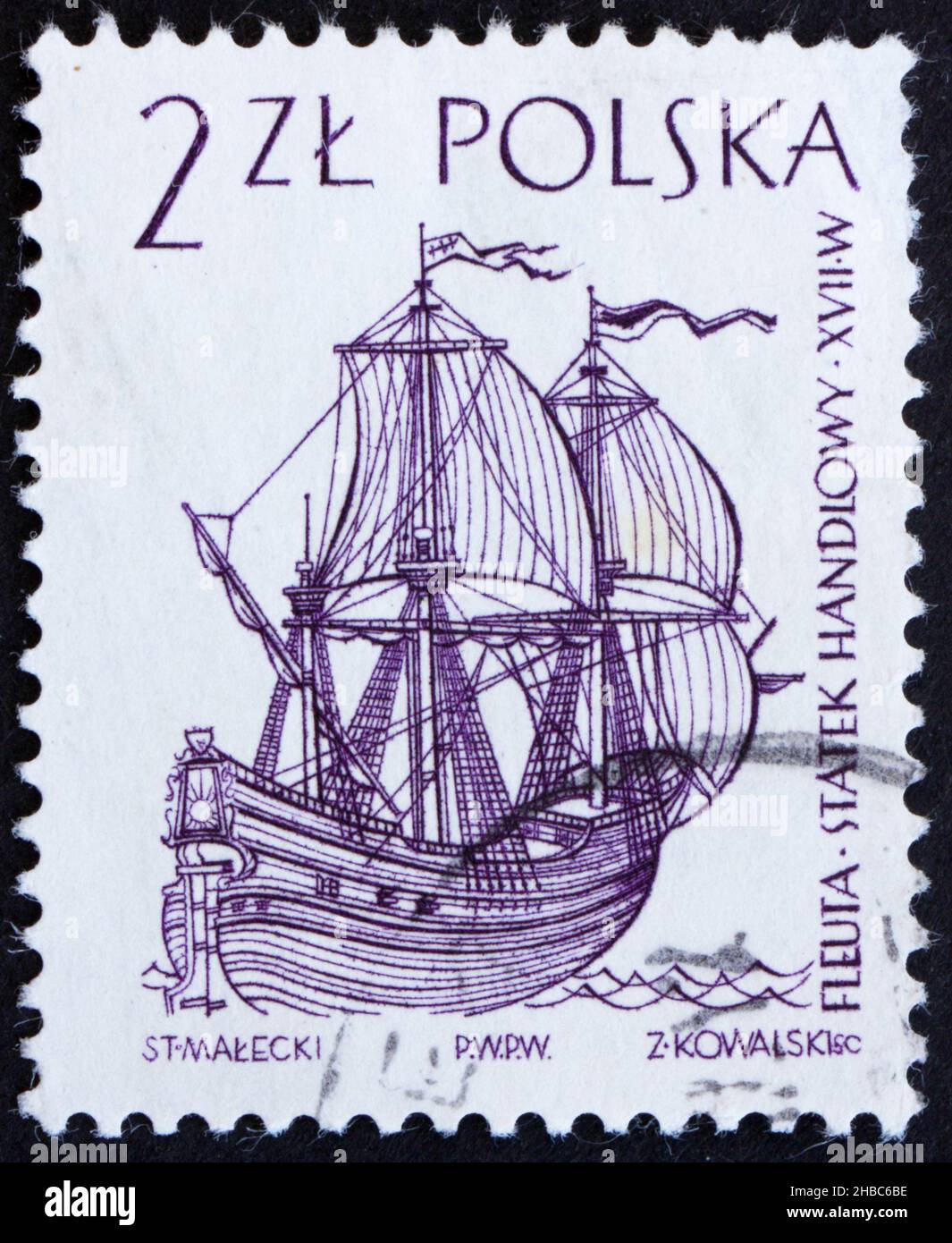 POLAND - CIRCA 1964: a stamp printed in the Poland shows Dutch Merchant ...