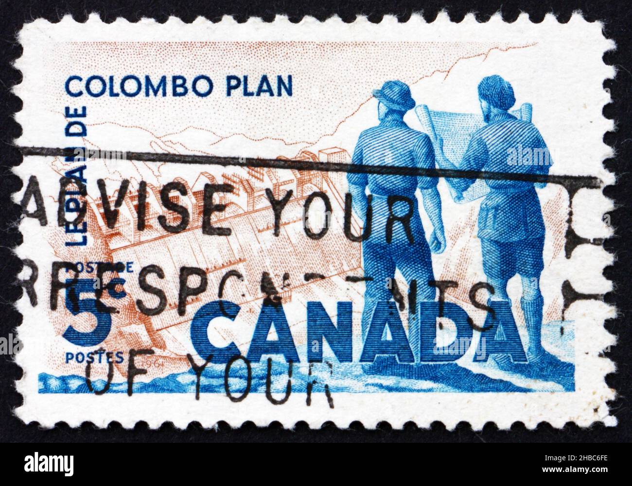 CANADA - CIRCA 1961: a stamp printed in the Canada shows Power Plant ...