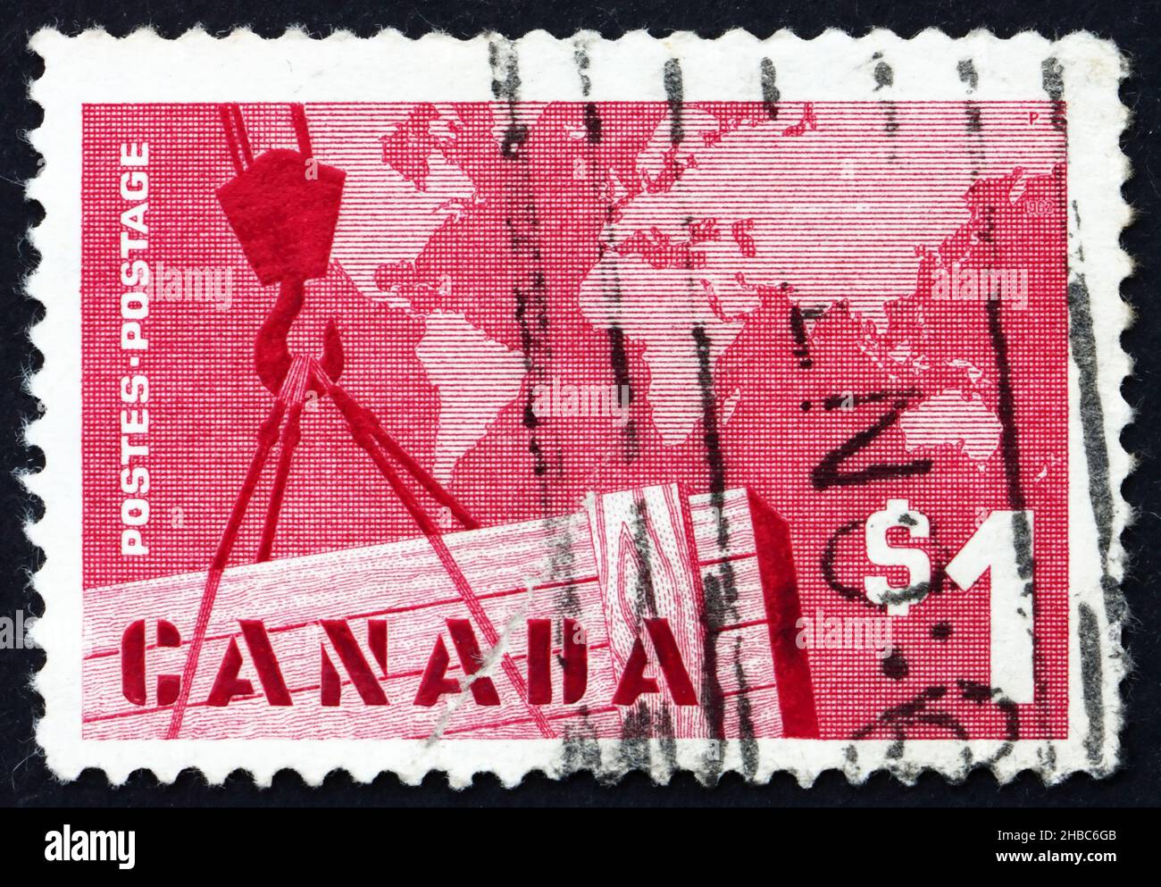 CANADA - CIRCA 1963: a stamp printed in the Canada shows Export Crate ...