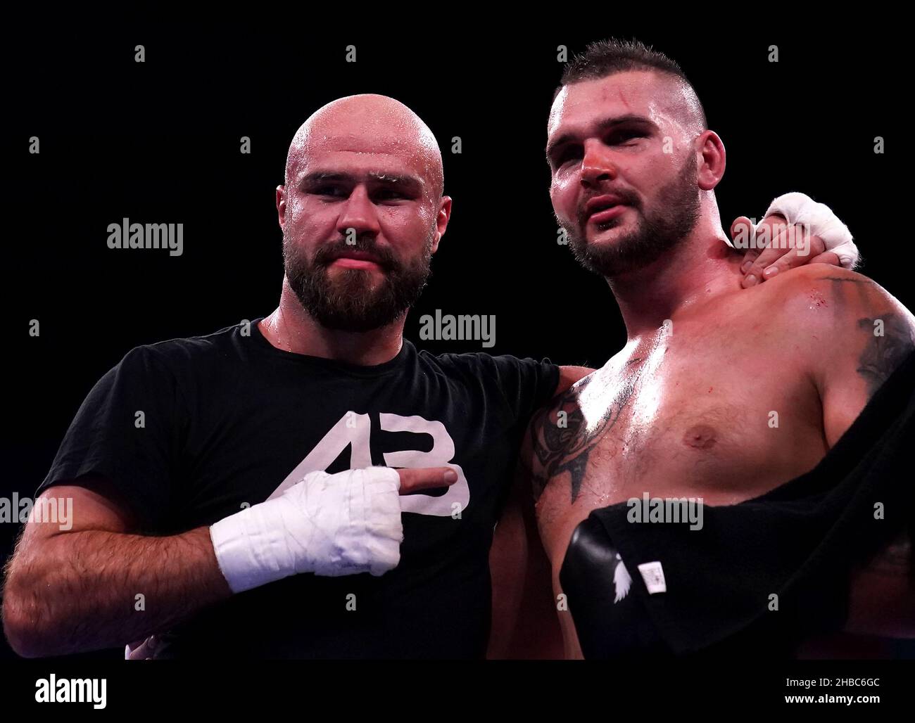 Alen Babic (left) celebrates victory against David Spilmont in the ...