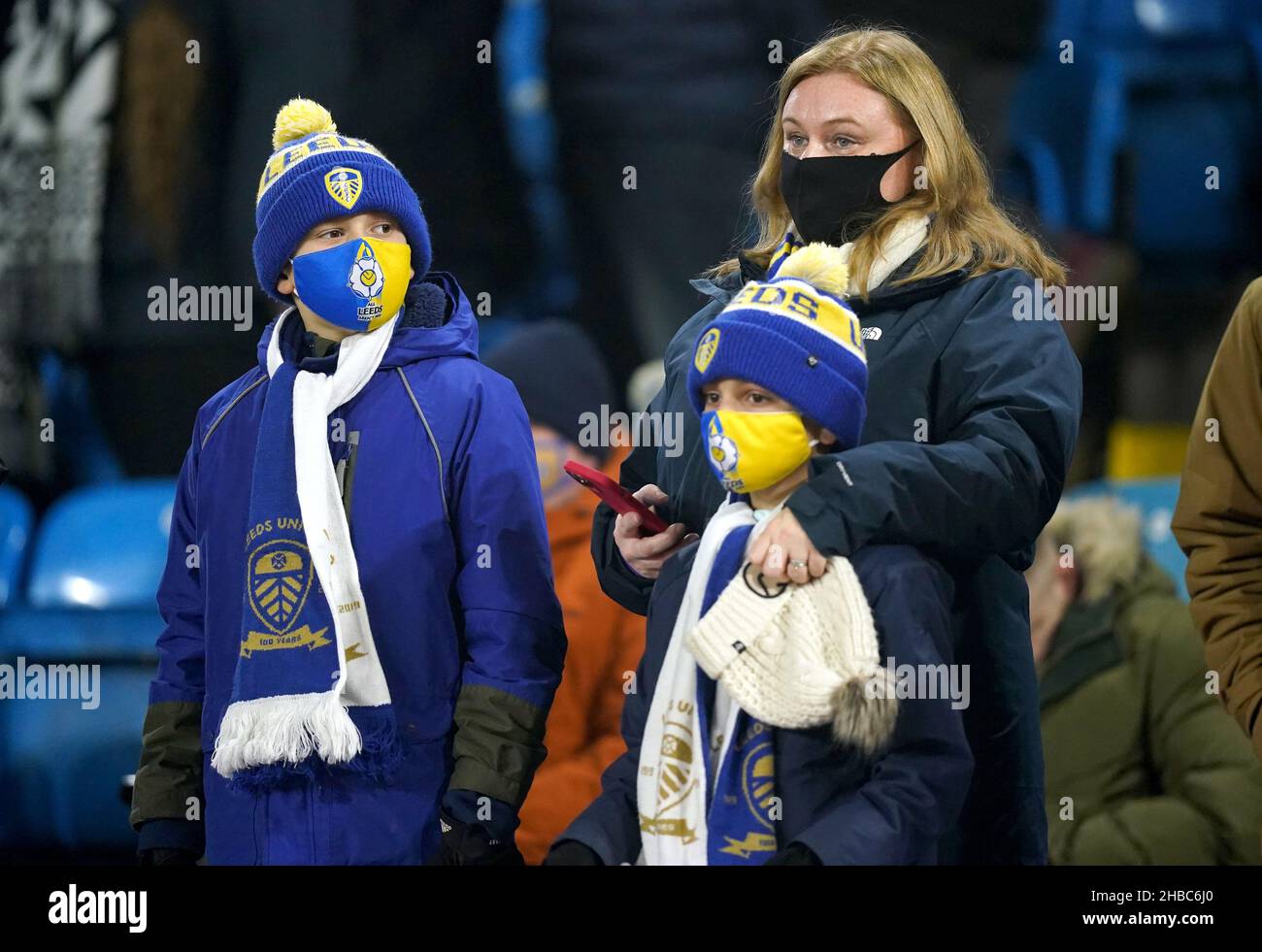 Leeds United fans in the stands ahead of the Premier League match at ...
