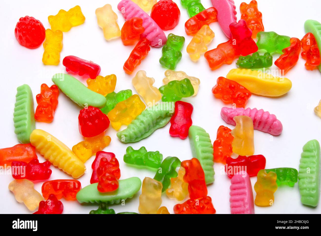 chewable candies on a white background, sweets and jelly, fruits and ...