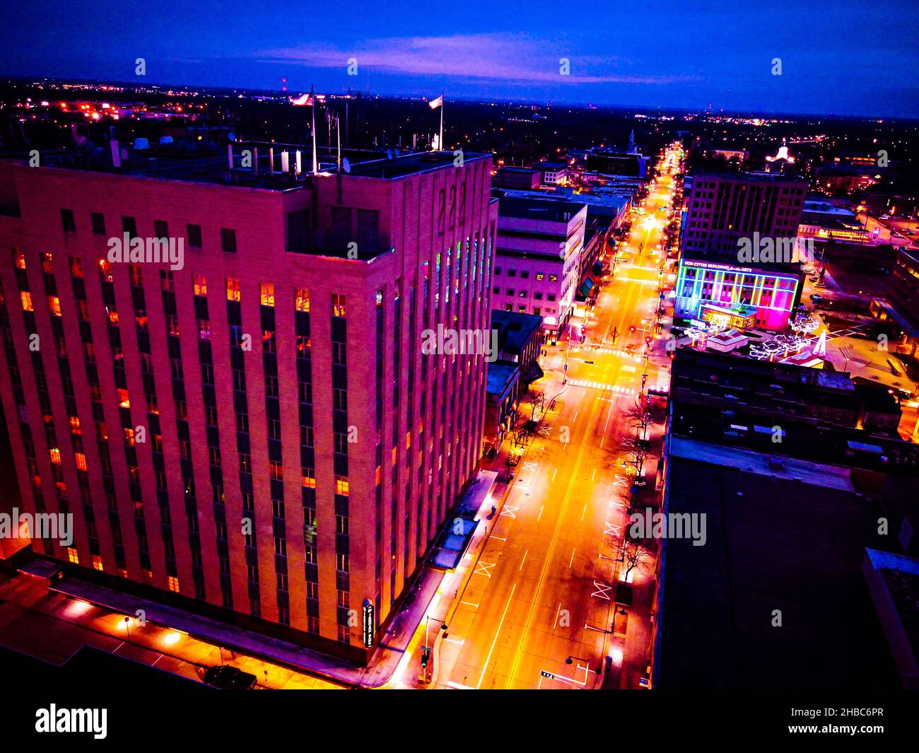 Downtown Appleton Wisconsin in the early morning before people start ...