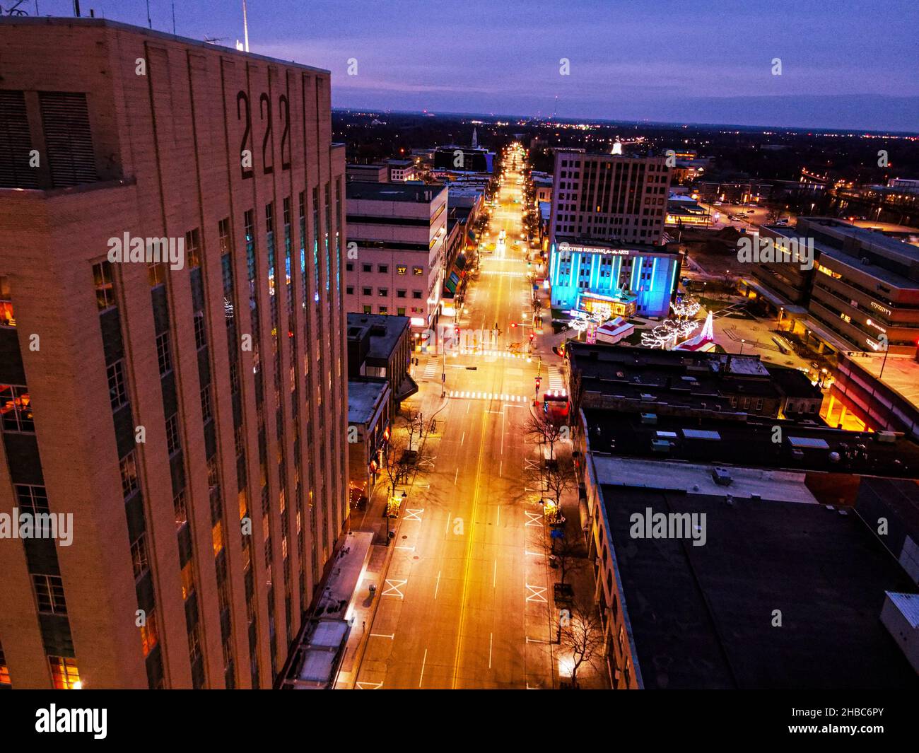 Downtown Appleton Wisconsin in the early morning before people start ...