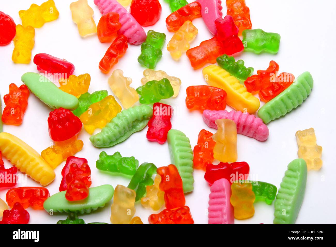chewable candies on a white background, sweets and jelly, fruits and ...