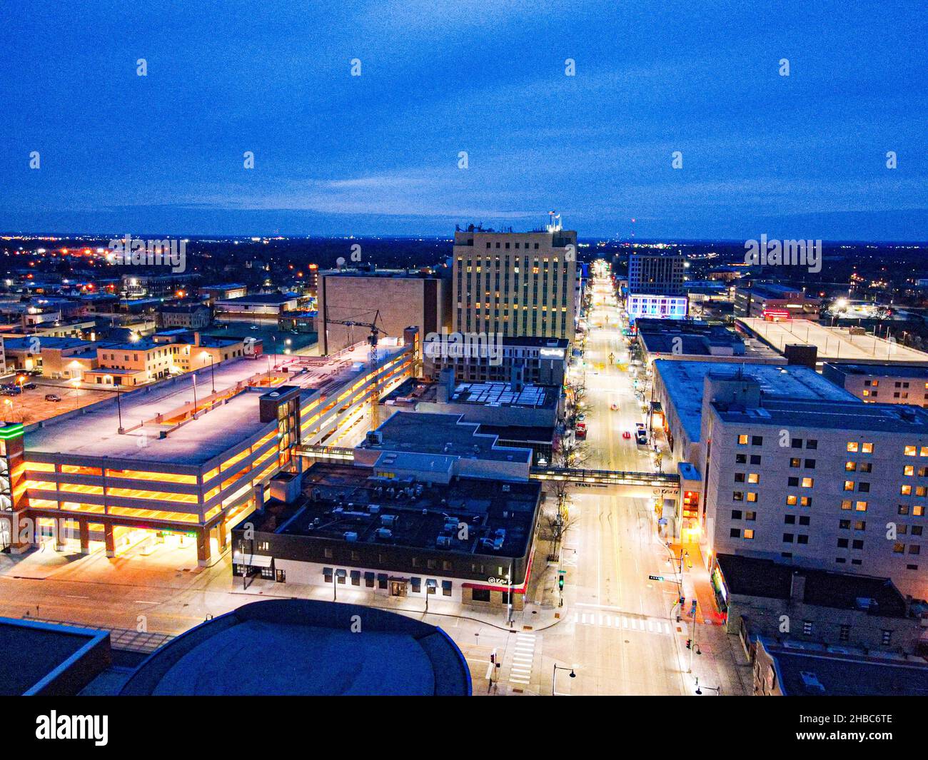 Downtown Appleton Wisconsin in the early morning before people start ...