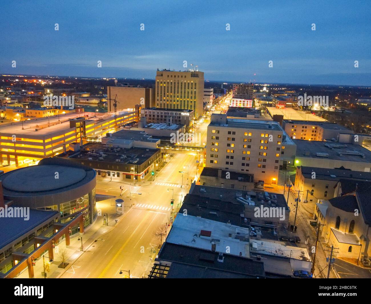 Downtown Appleton Wisconsin in the early morning before people start ...