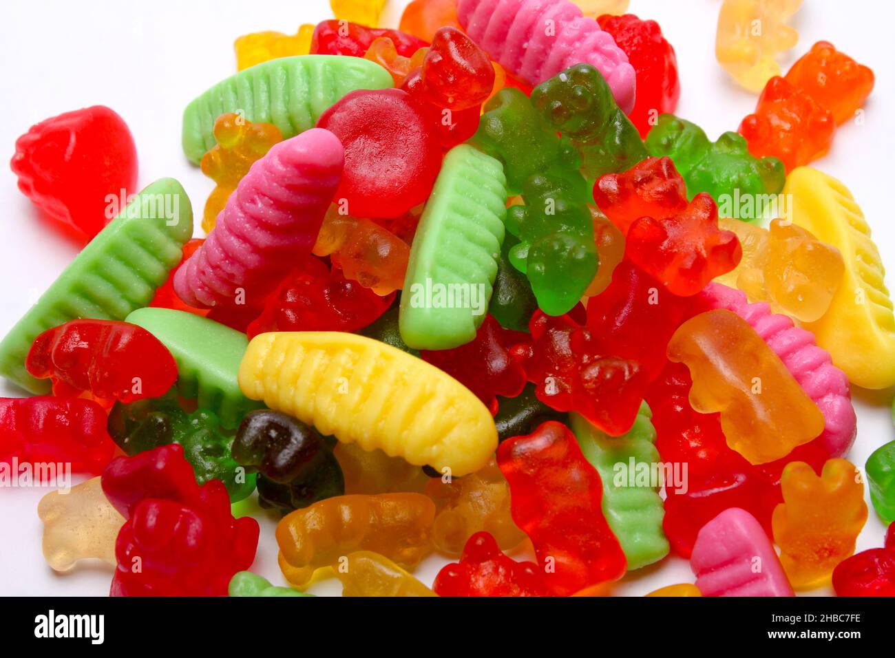 chewable candies on a white background, sweets and jelly, fruits and ...