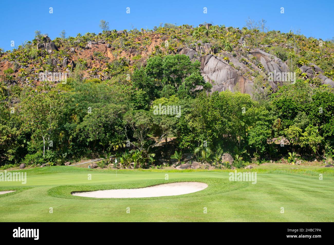 Golf course on the Praslin island, Seychelles Stock Photo - Alamy
