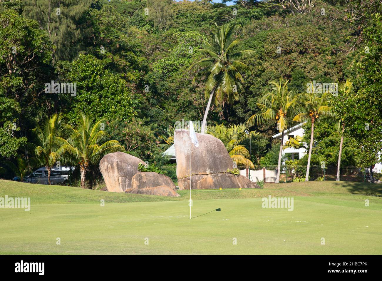 Golf course on the Praslin island, Seychelles Stock Photo - Alamy