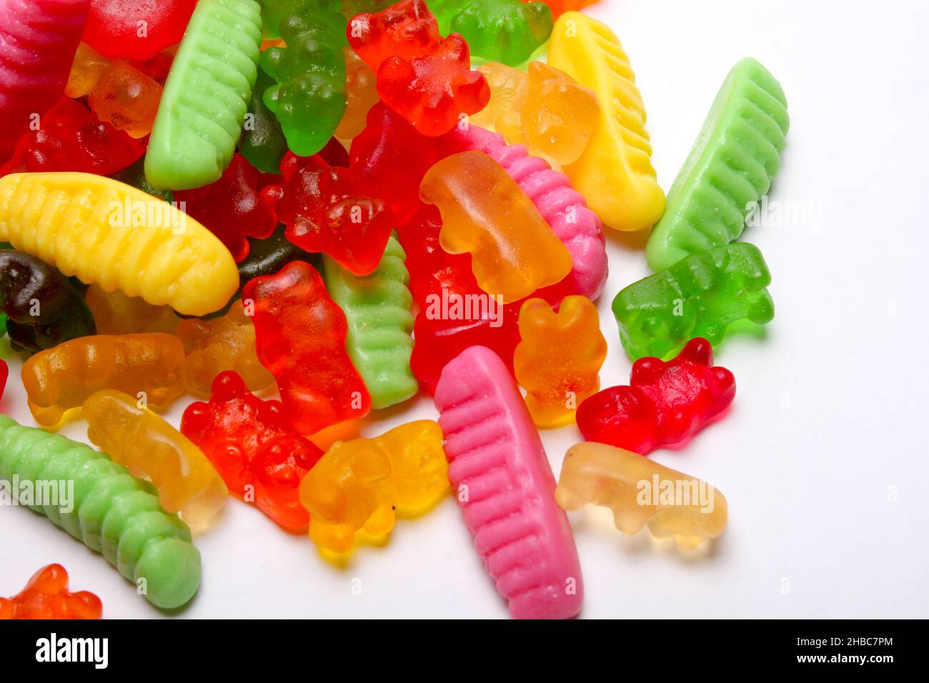 chewable candies on a white background, sweets and jelly, fruits and ...