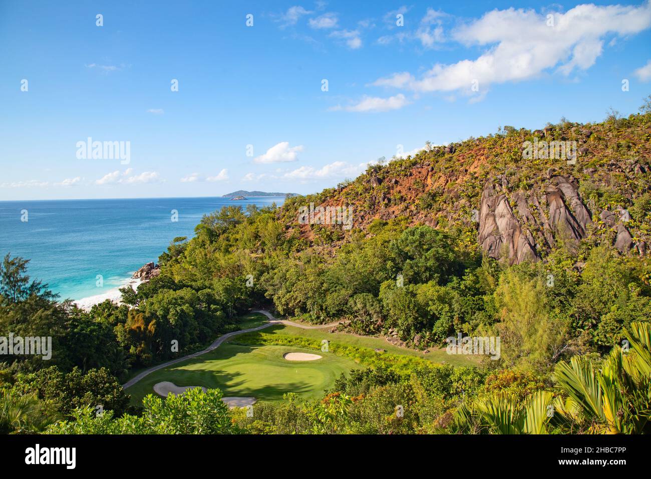Golf course on the Praslin island, Seychelles Stock Photo - Alamy