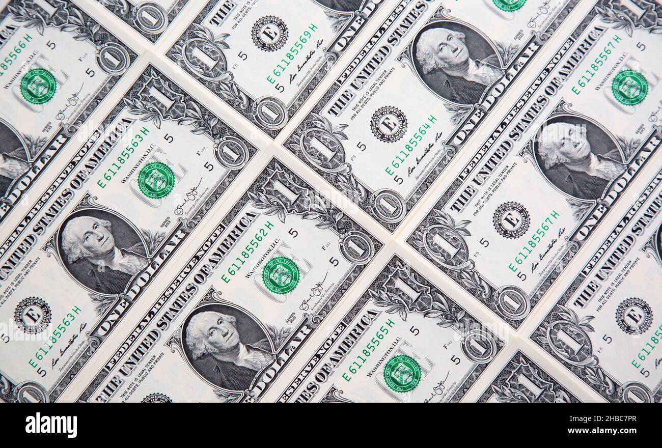 US 1 dollar banknote collection Stock Photo - Alamy