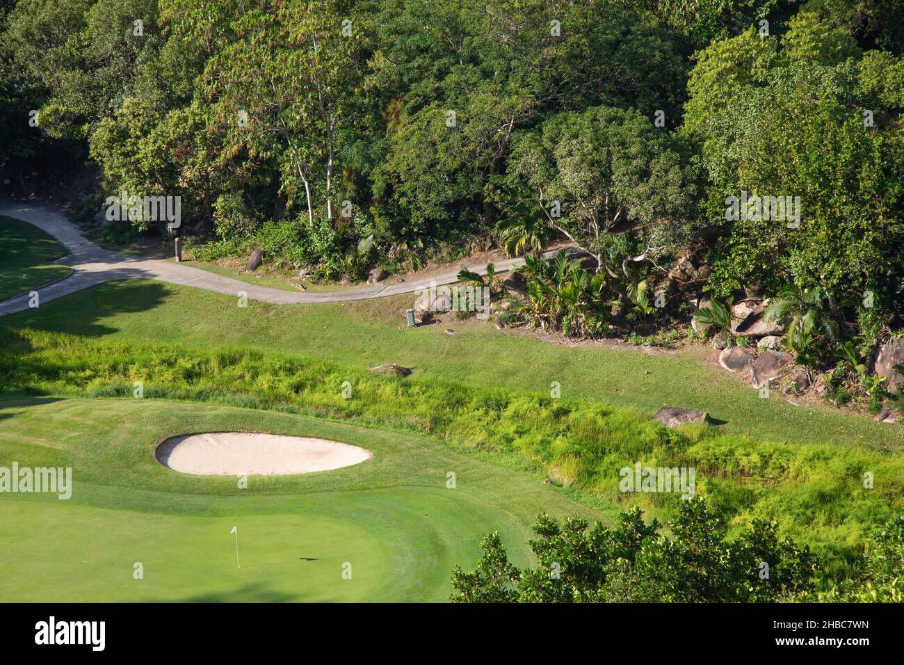 Golf course on the Praslin island, Seychelles Stock Photo - Alamy
