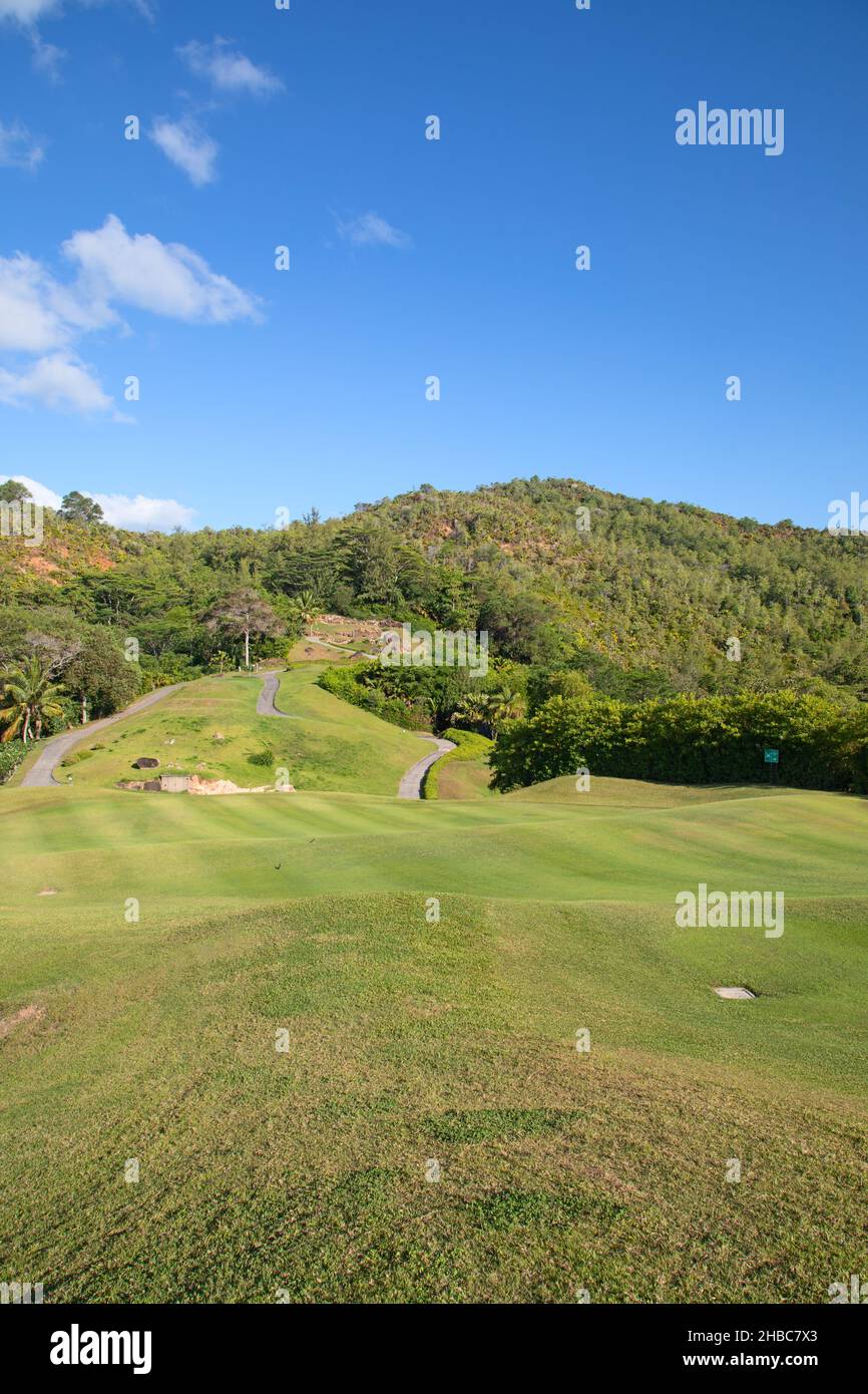 Golf course on the Praslin island, Seychelles Stock Photo - Alamy