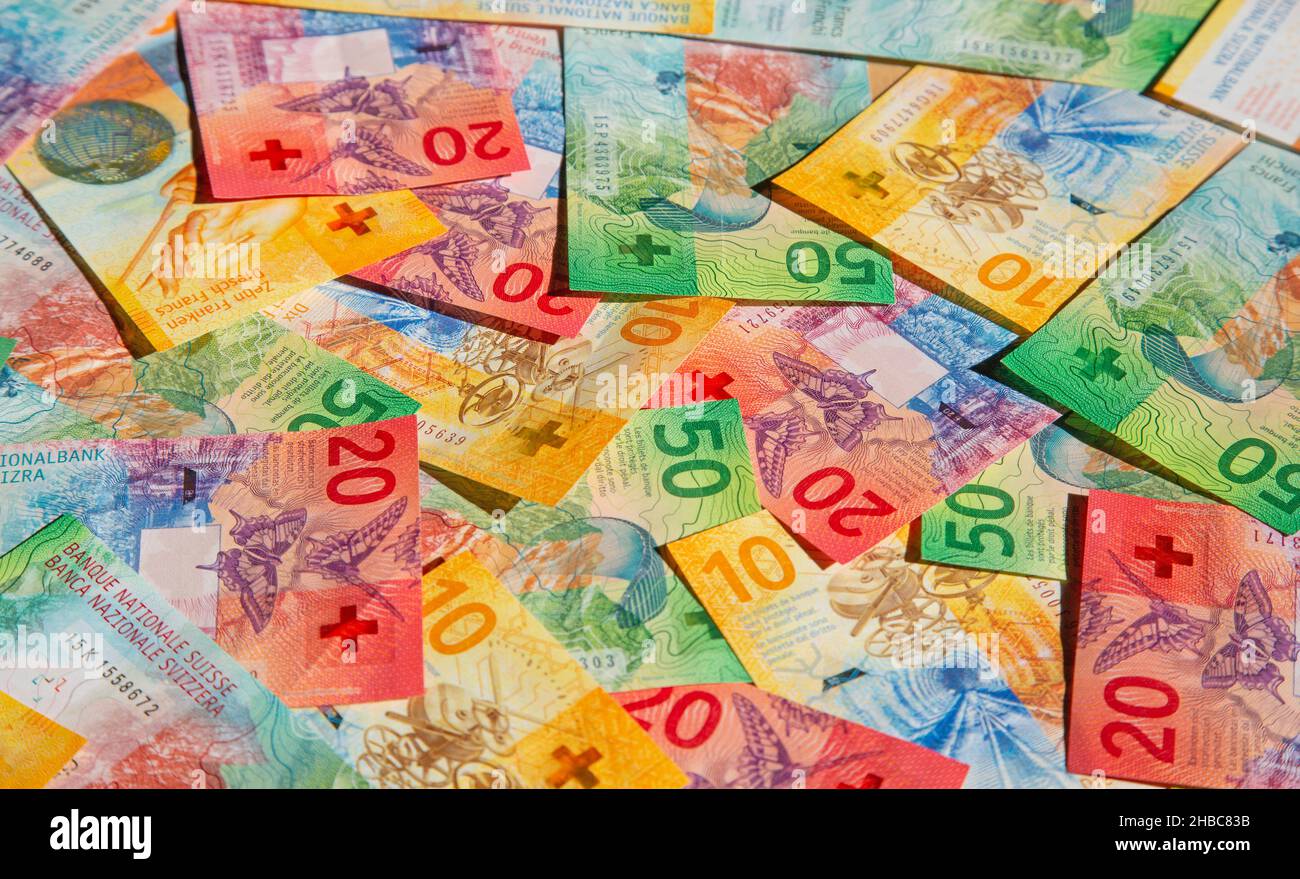 Collection of the new swiss banknotes (issued in 2017 Stock Photo - Alamy