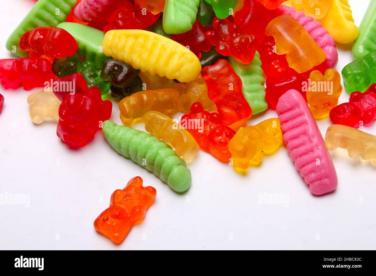 chewable candies on a white background, sweets and jelly, fruits and ...