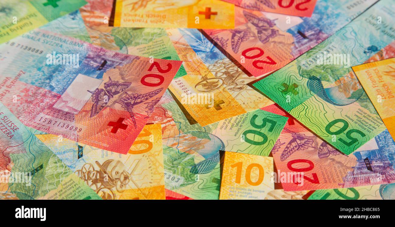 Collection of the new swiss banknotes (issued in 2017 Stock Photo - Alamy