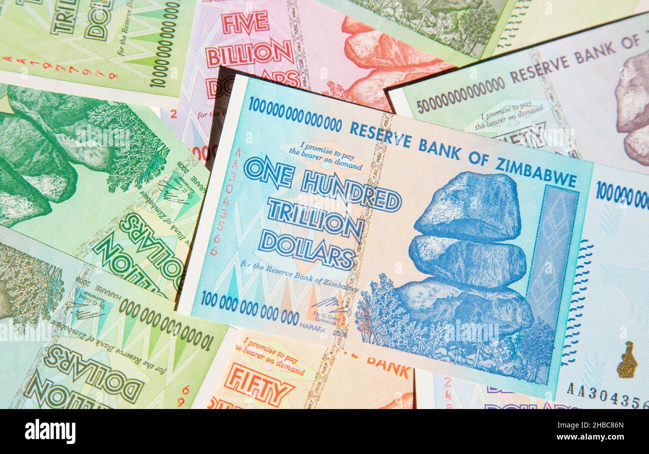Banknotes of Zimbabwe after hyperinflation Stock Photo - Alamy