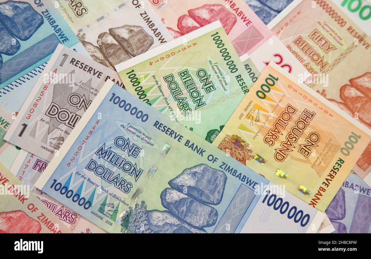 Banknotes of Zimbabwe after hyperinflation Stock Photo - Alamy