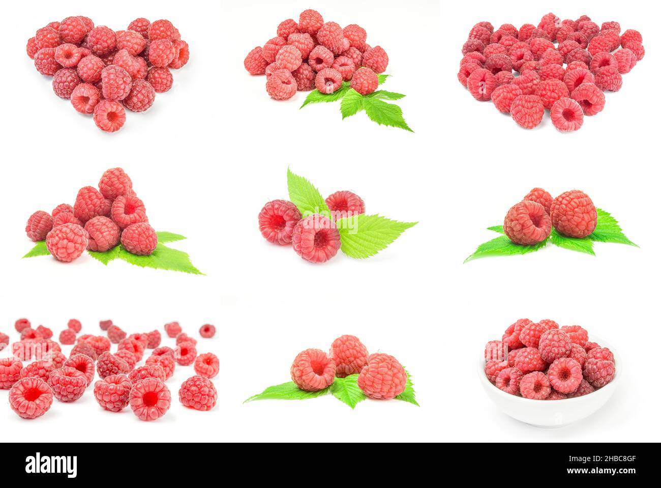 Collection of raspberry fruit close-up on white Stock Photo - Alamy