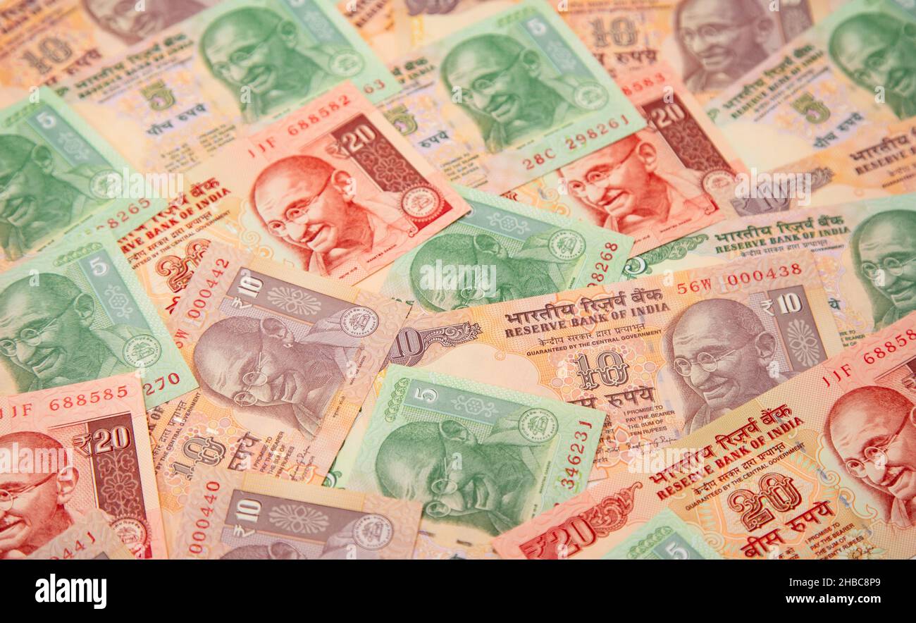 Collection of the Indian banknotes Stock Photo - Alamy