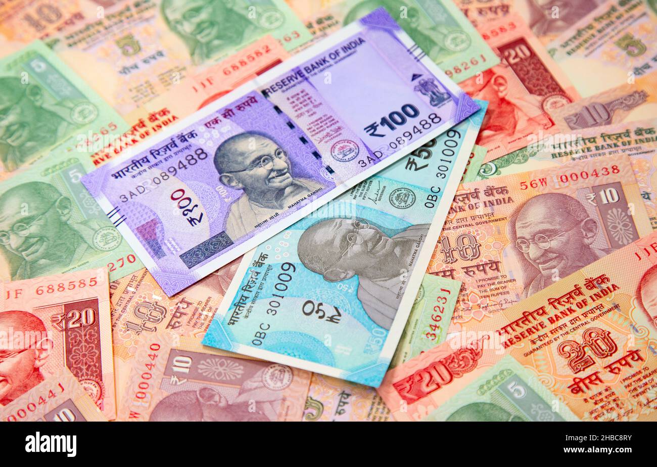 Collection of the Indian banknotes Stock Photo - Alamy