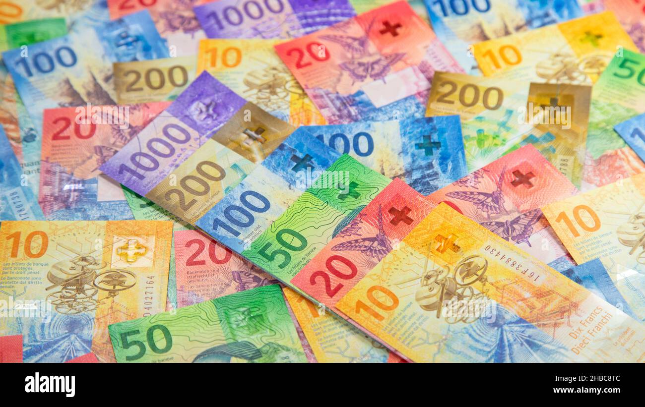 Collection of the new swiss banknotes (issued in 2017-2020 Stock Photo ...