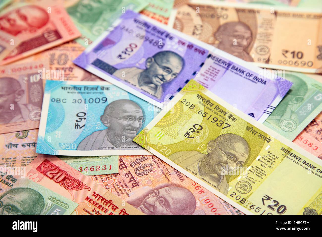 Collection of the Indian banknotes Stock Photo - Alamy