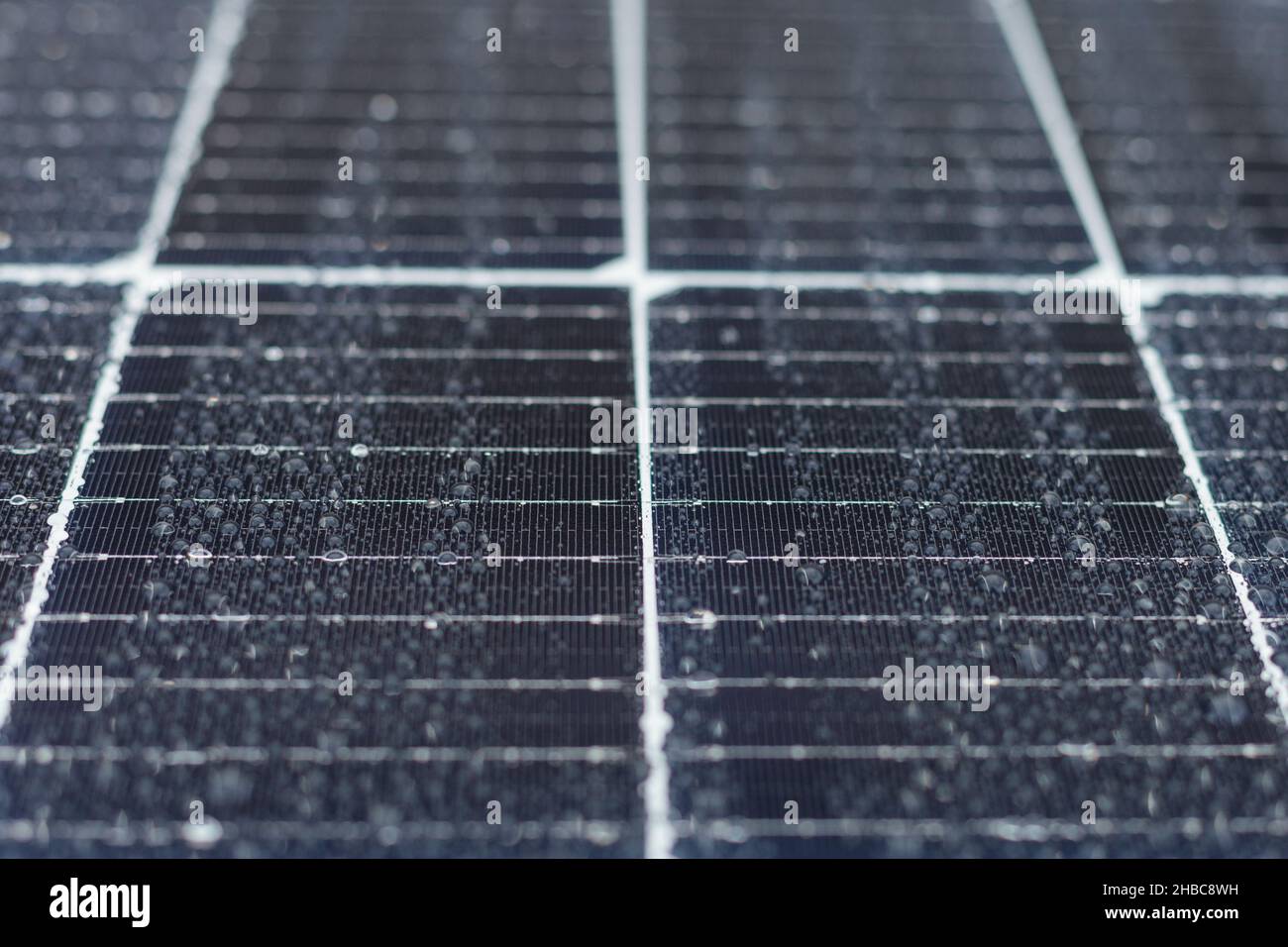 Solar panels covered with water droplets. Photo after the rain Stock ...