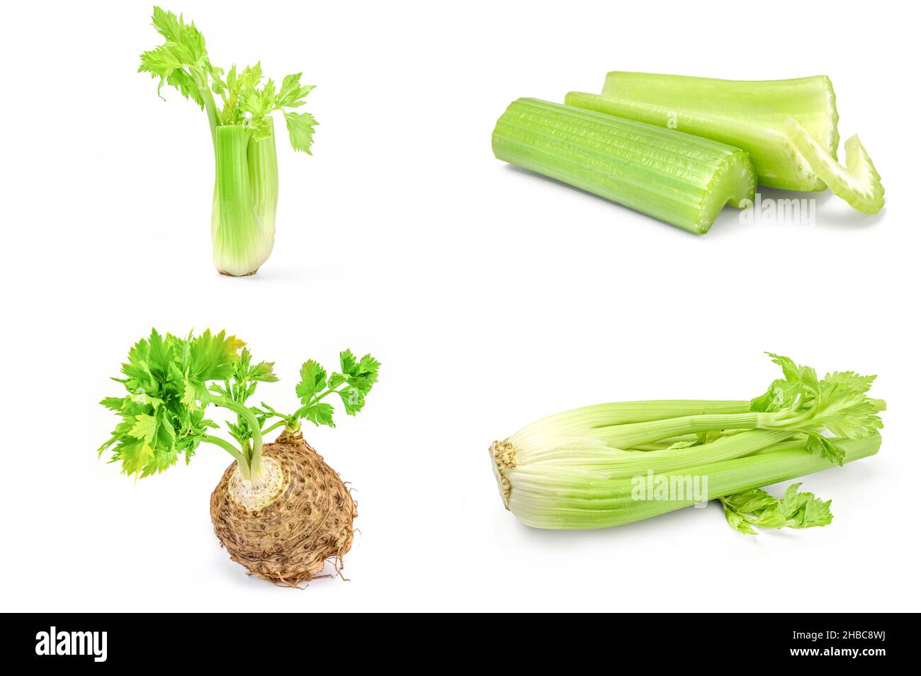 Group of celery on a white background clipping path Stock Photo - Alamy