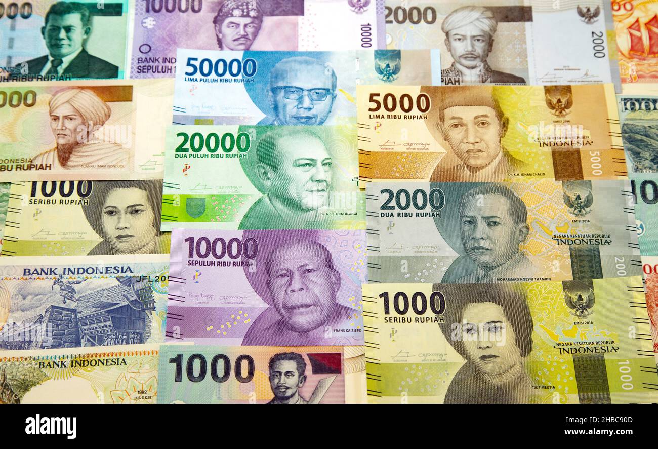 Collection of the Indonesian banknotes (1000 to 50000 Rupiah Stock ...