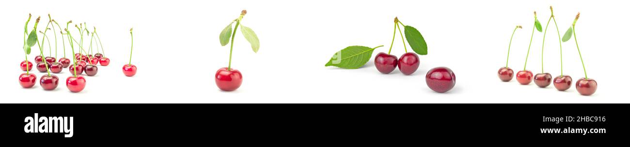 Group of Cherry isolated on white Stock Photo - Alamy