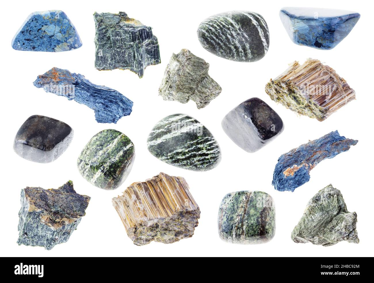 set of various asbestos stones cutout on white background Stock Photo ...