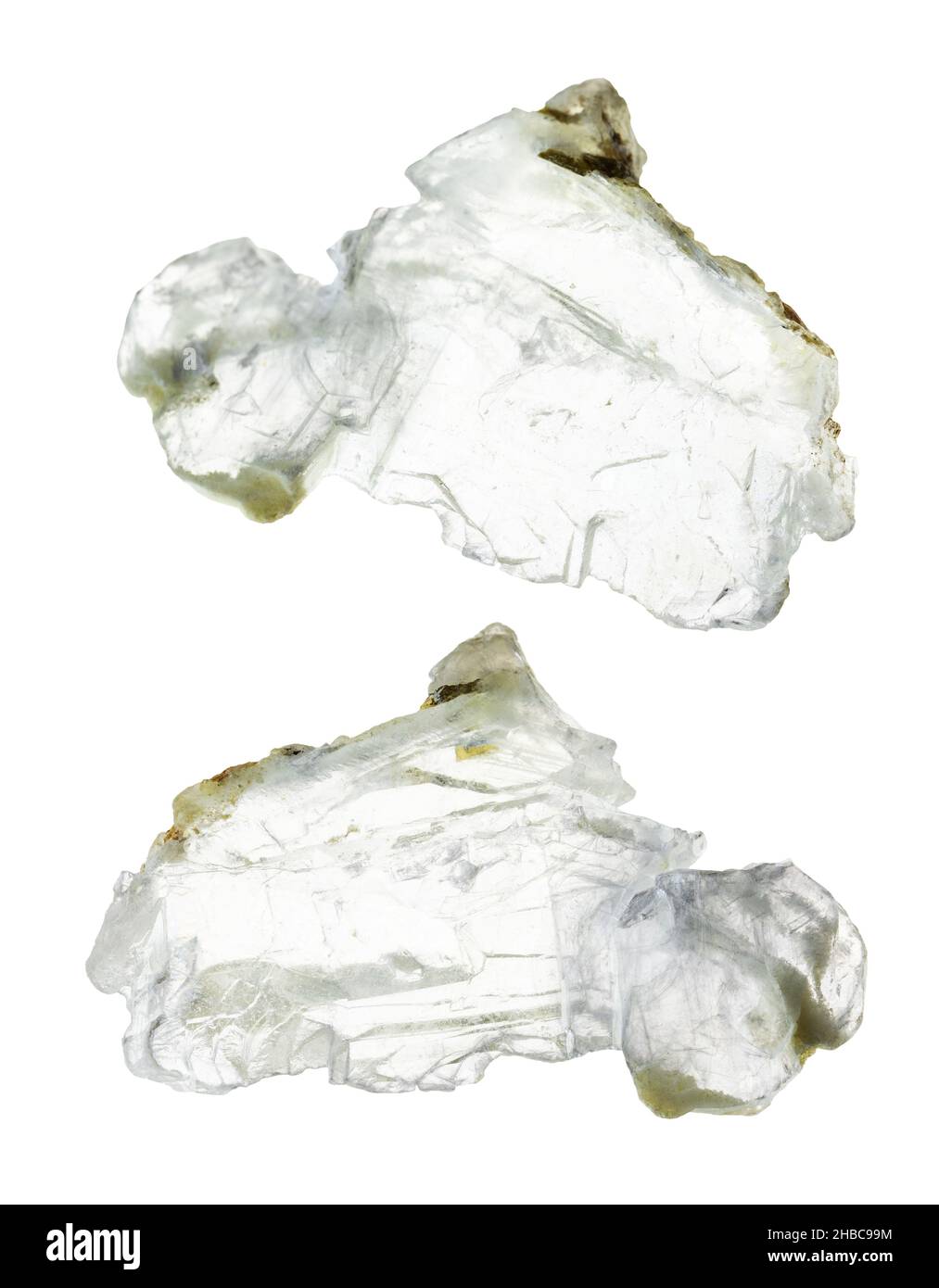 set of brucite (magnesium ore) crystals cutout on white background ...