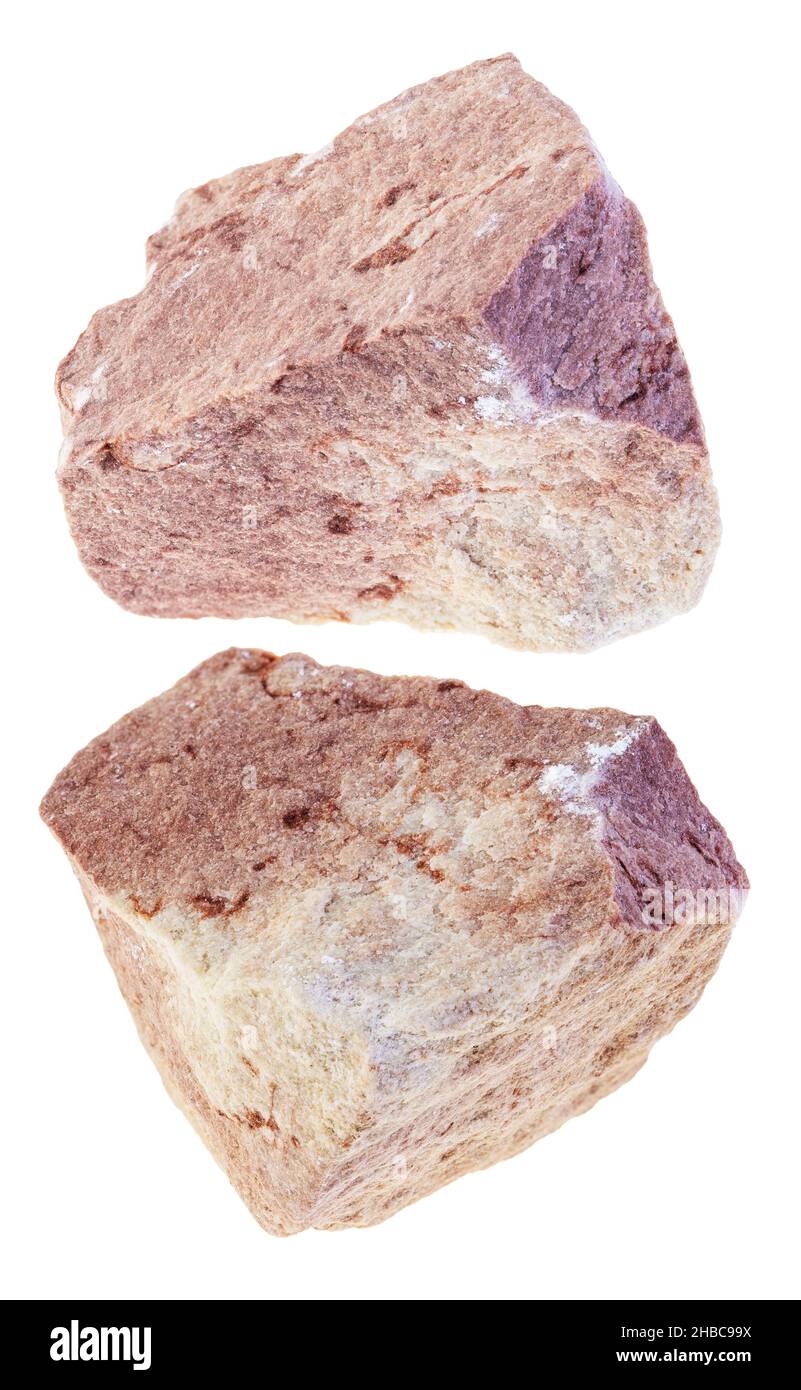 set of calcareous sandstone stones cutout on white background Stock ...