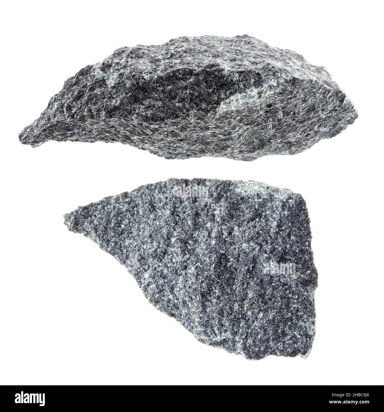 set of Dolerite (Ddiabase) stones cutout on white background Stock ...