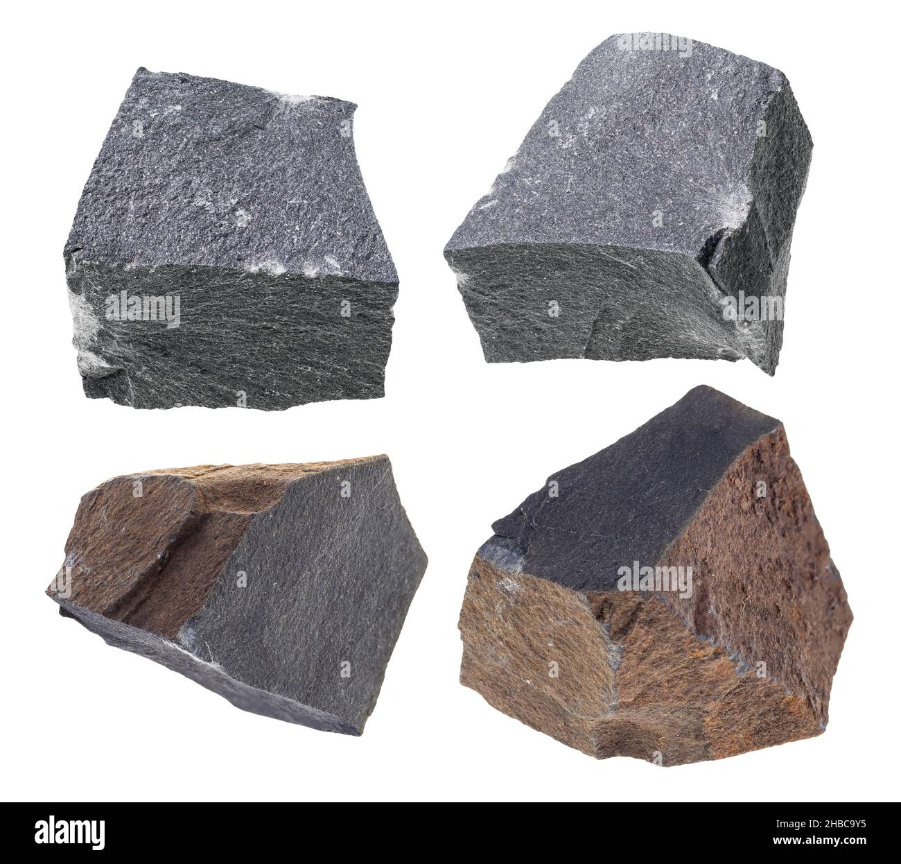 set of various hyalobasalt (glassbasalt , tachylite) stones cutout on ...