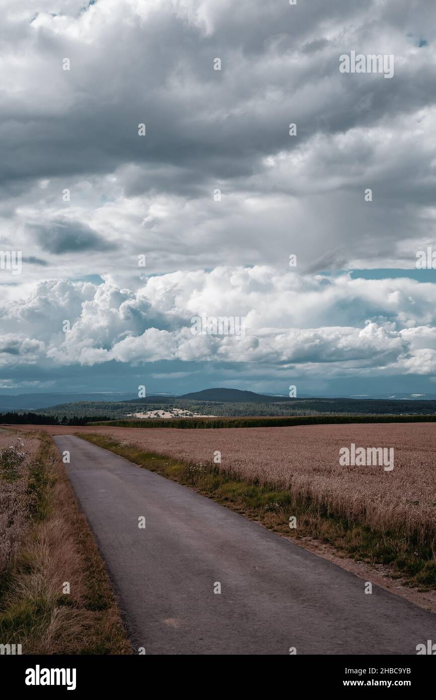 small road next to a wheatfield on the countryside Stock Photo - Alamy