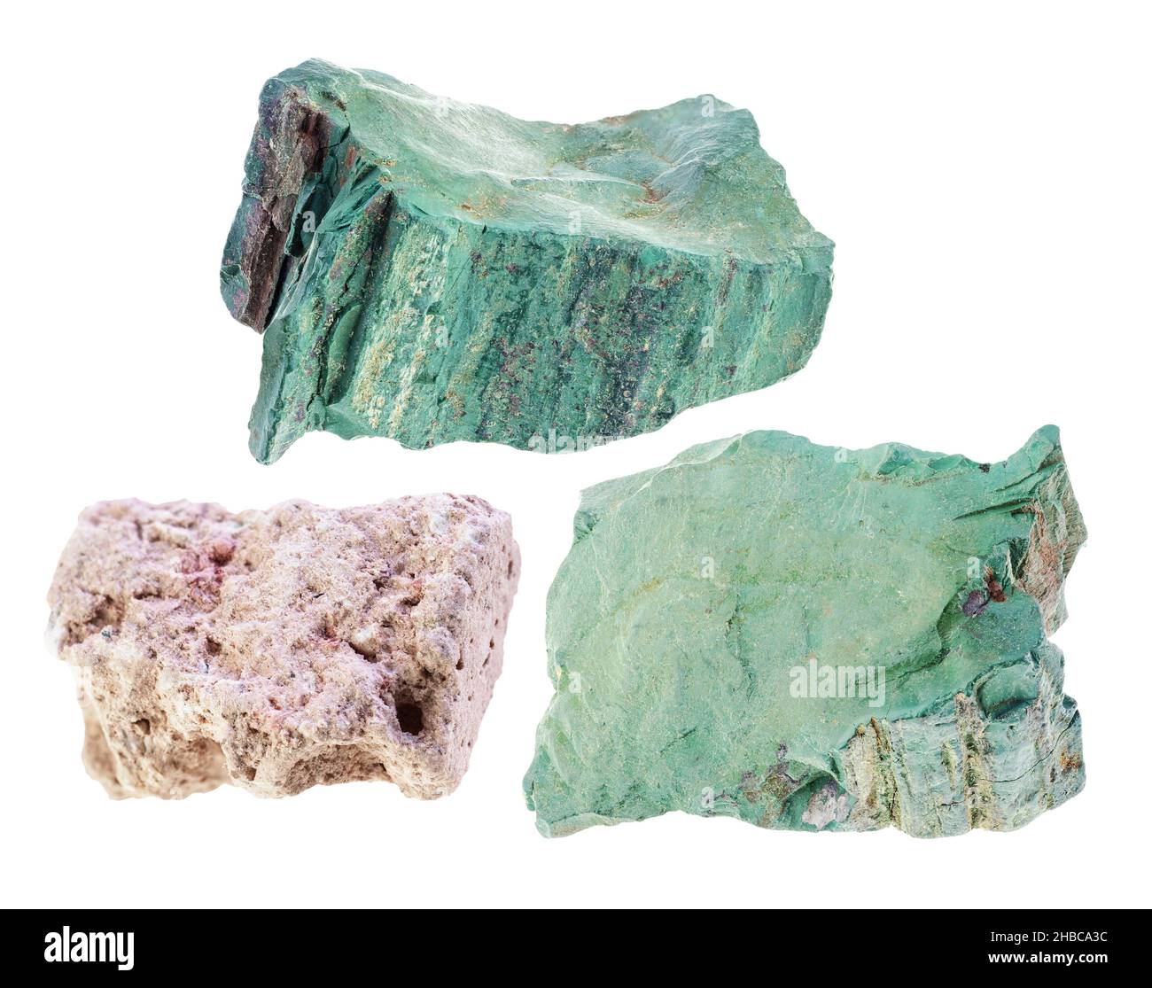 set of various Kaolinite stones cutout on white background Stock Photo ...