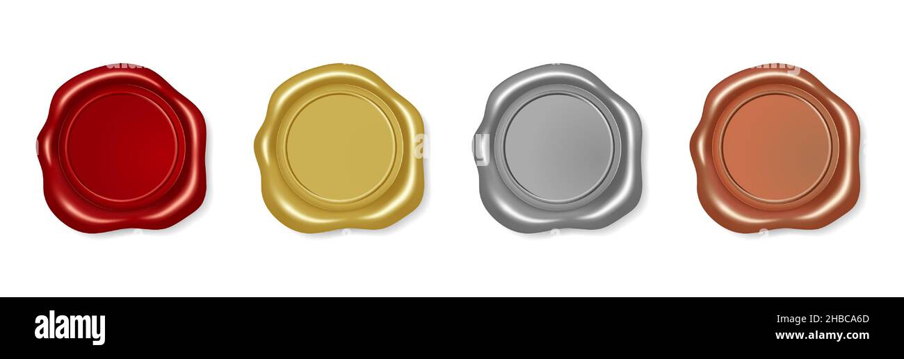 Red and gold wax seal stamp, silver or platinum certificate seals ...