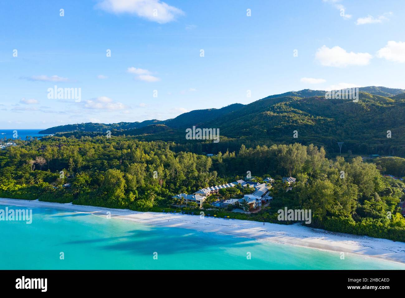 Famous Anse Volbert (Cote d'Or) beach on the Praslin island, Seychelles ...