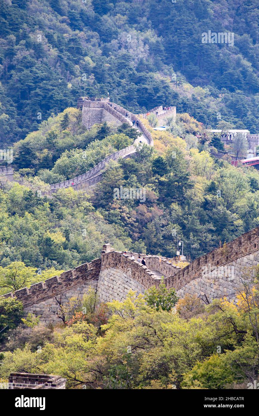 Famous Great Wall of China, section Mutianyu, located nearby Beijing ...