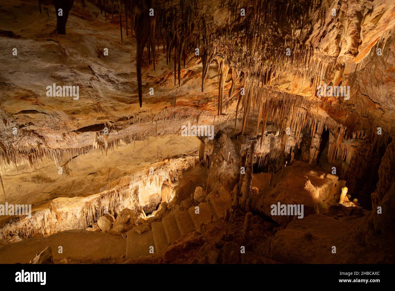 Famous cave "Cuevas del Drach" (Dragon cave) on spanish island Mallorca ...