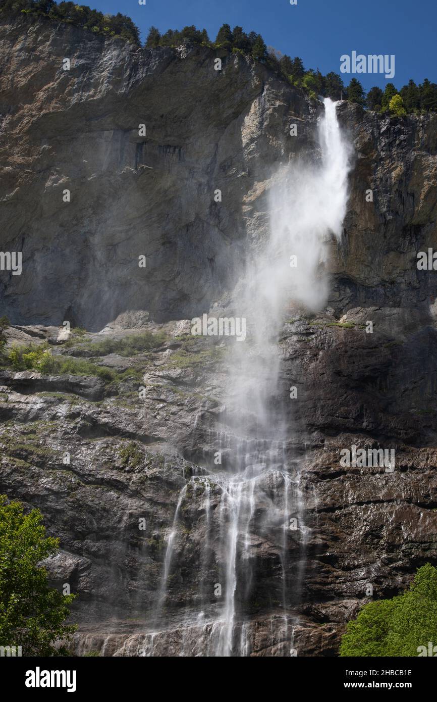 Waterfalls of the Lauterbrunnen valley. Cantone Bern, Switzerland Stock ...