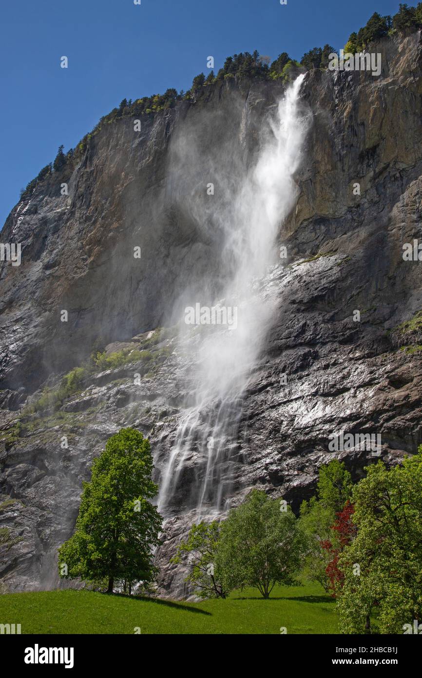 Waterfalls of the Lauterbrunnen valley. Cantone Bern, Switzerland Stock ...