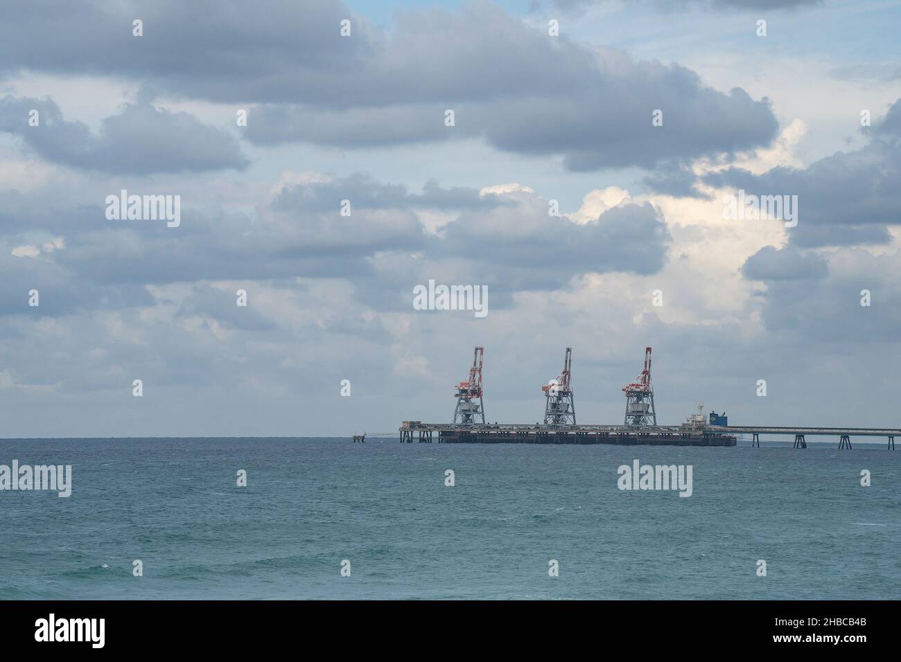 Hadera, Israel - December 16th, 2021: A coal unloading wharf in the ...
